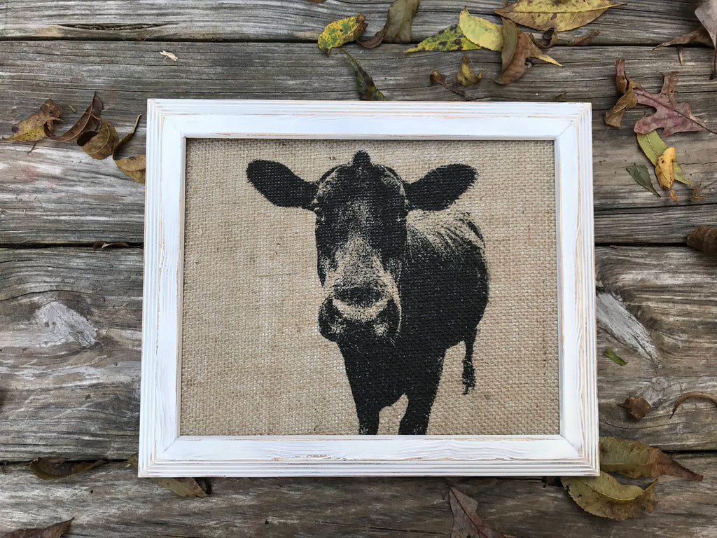 Burlap Cow Art Print – The Thrifty Gifter